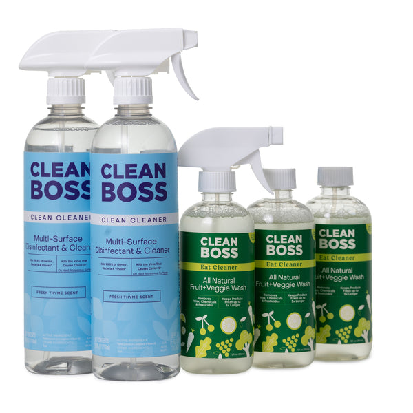 All Natural Fruit and Veggie Wash & Multi-Surface Botanical Disinfecta - CleanBoss
